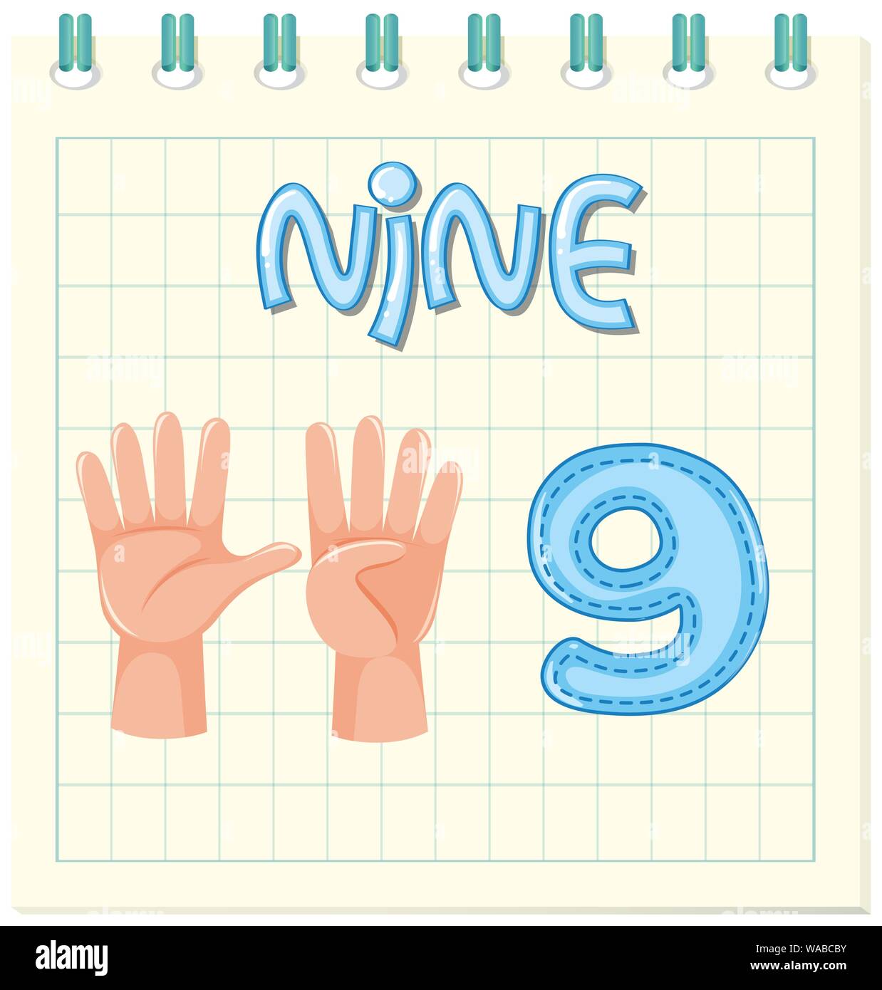 Flashcard design with number nine illustration Stock Vector Image & Art ...