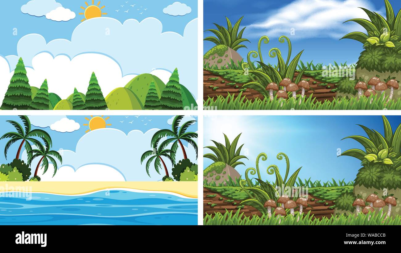 A set of outdoor scene including plant illustration Stock Vector Image ...