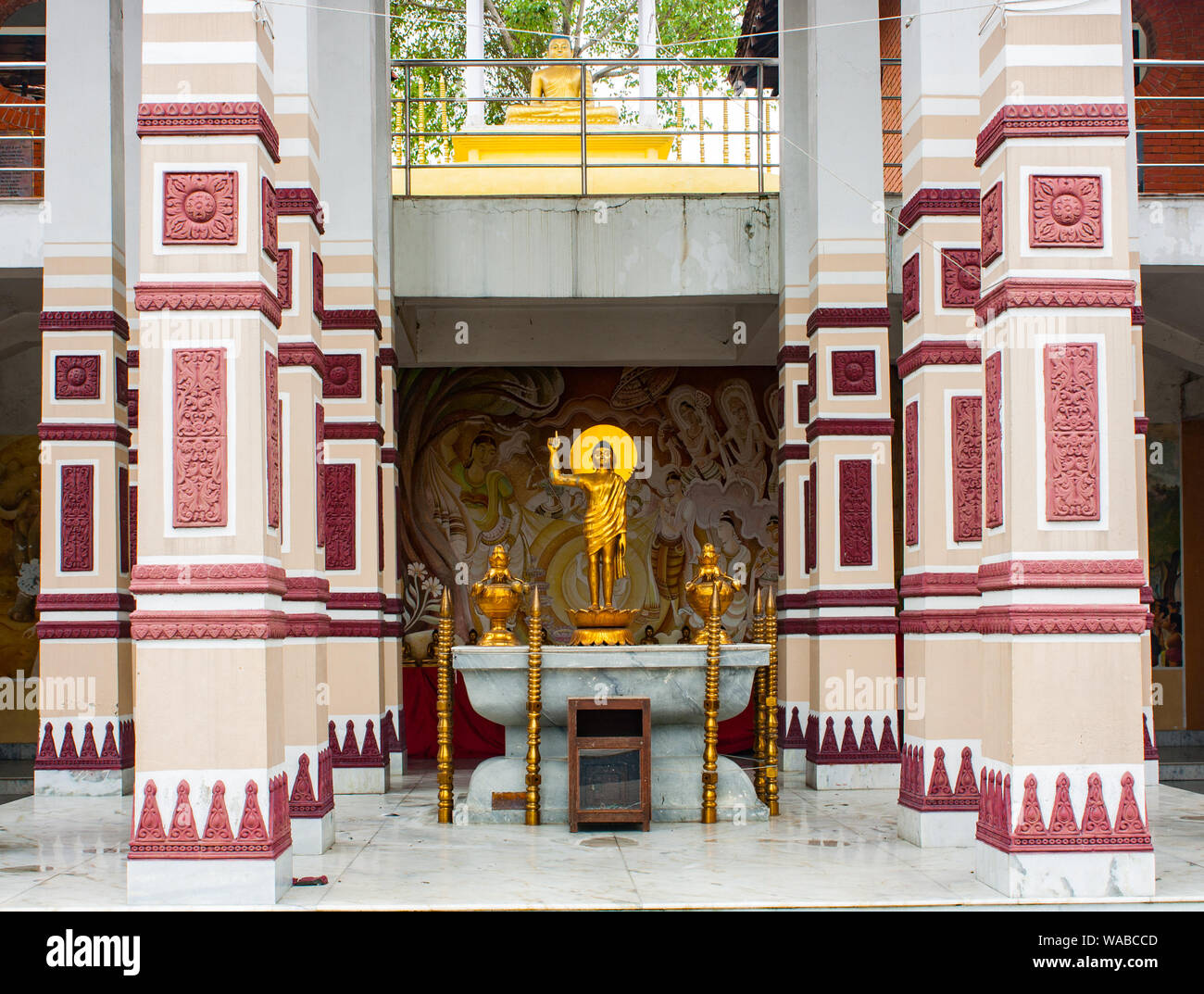 Exterior and Interior of Srilankan Monastery, Lumbini, Nepal Stock ...