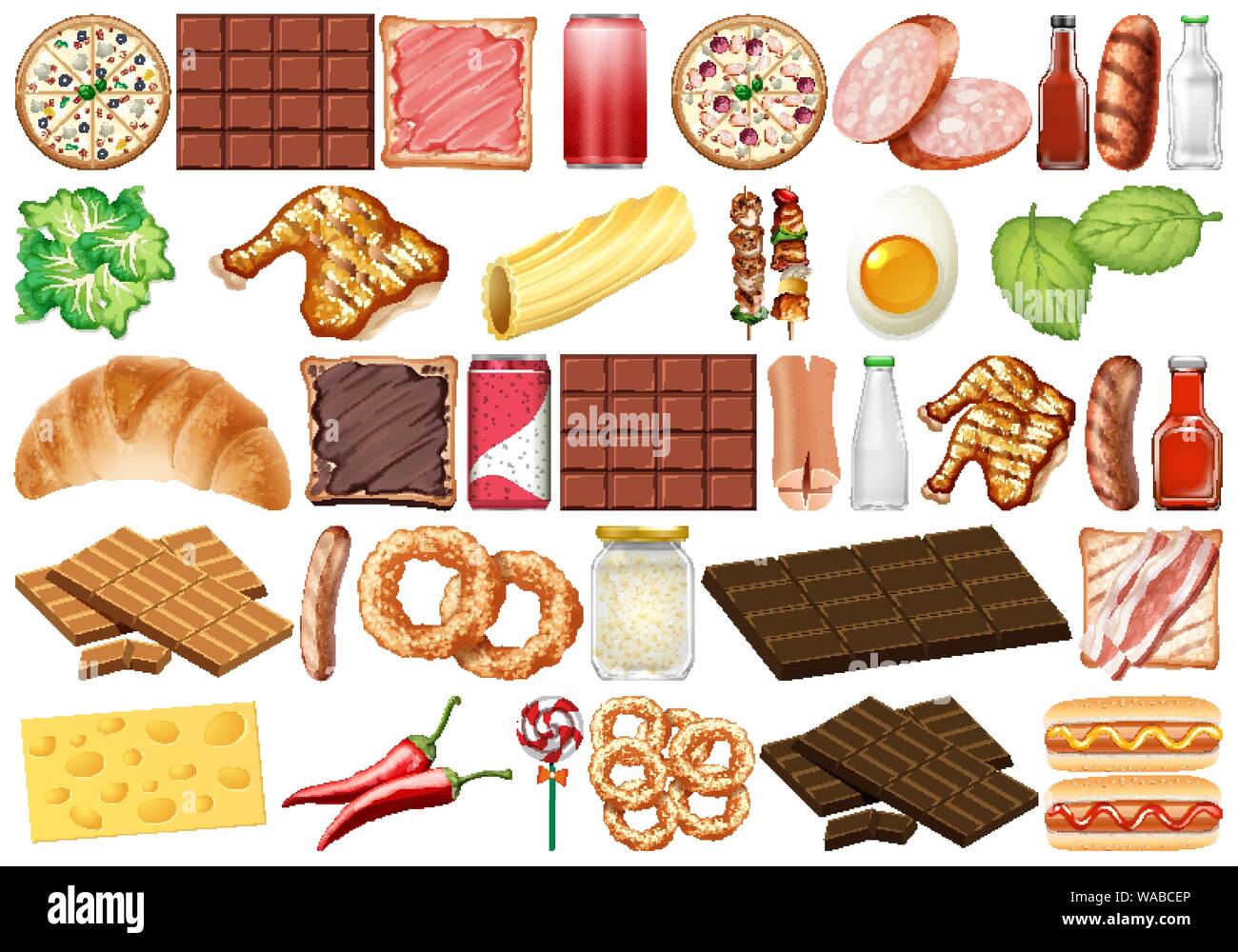 Set of isolated objects theme - desserts and food illustration Stock ...