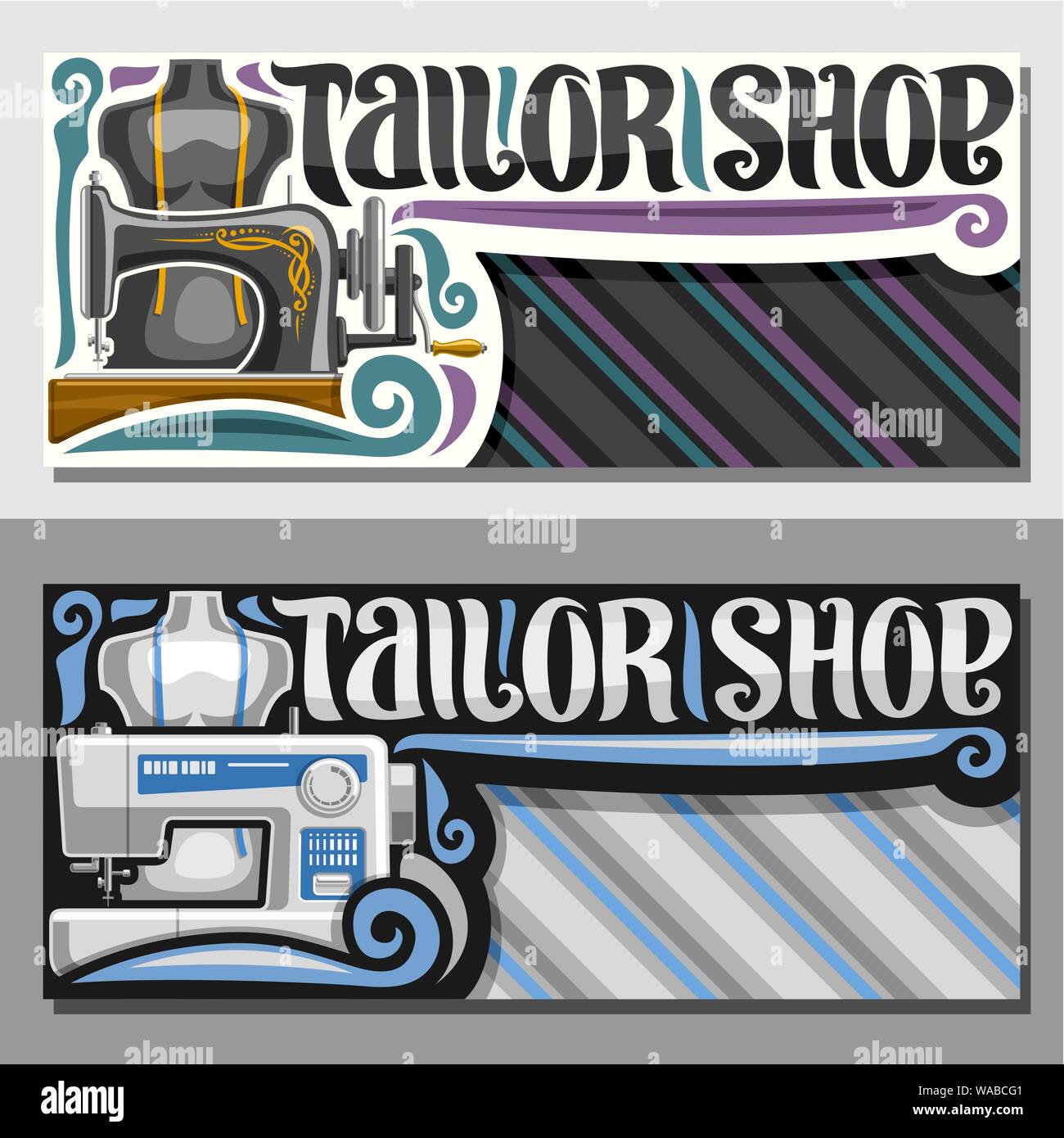 Vector banners for Tailor Shop with copy space, leaflets with sewing ...