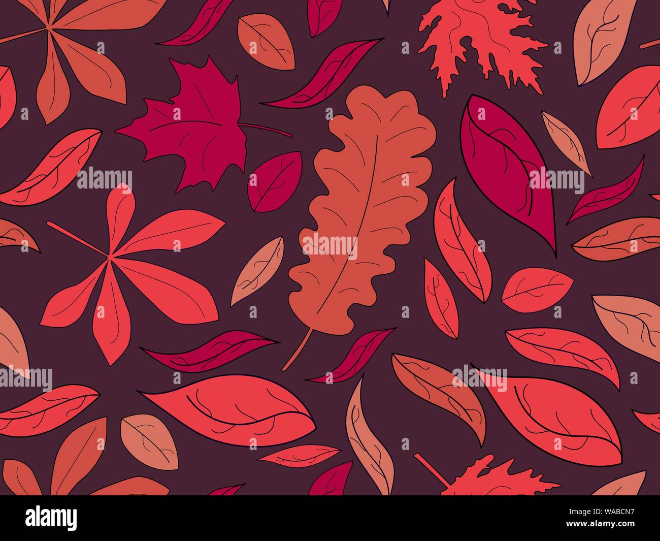 Autumn seamless pattern with leaves. Red falling leaves, leaf fall ...
