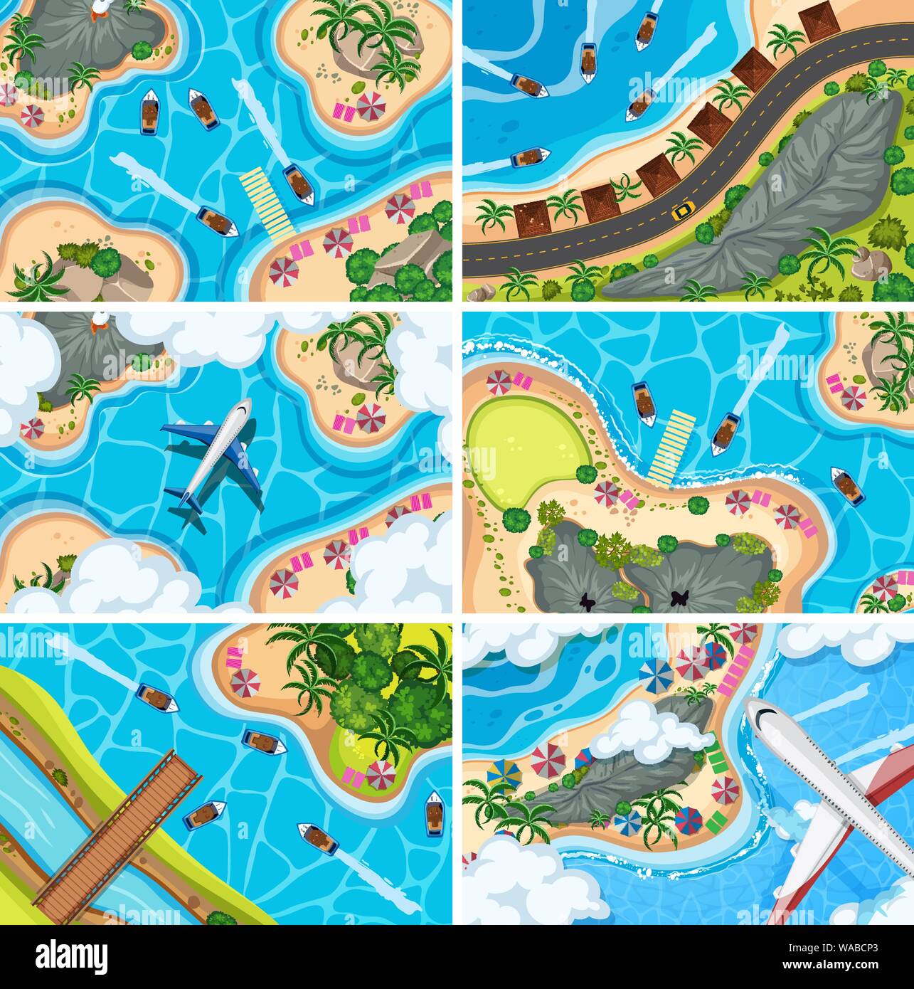 Set of aerial view scenes illustration Stock Vector Image & Art - Alamy