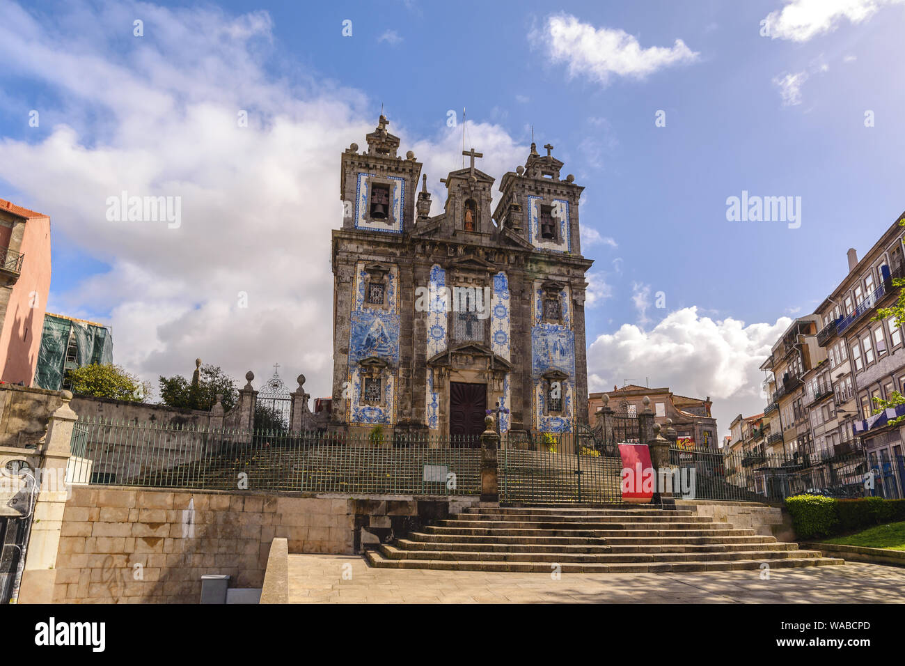 Porto Portugal city skyline at Church of Saint Ildefonso Stock Photo ...