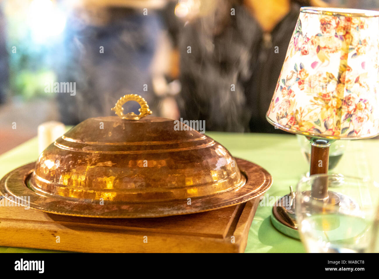 Dinner Served with metal tray and steaming Stock Photo - Alamy