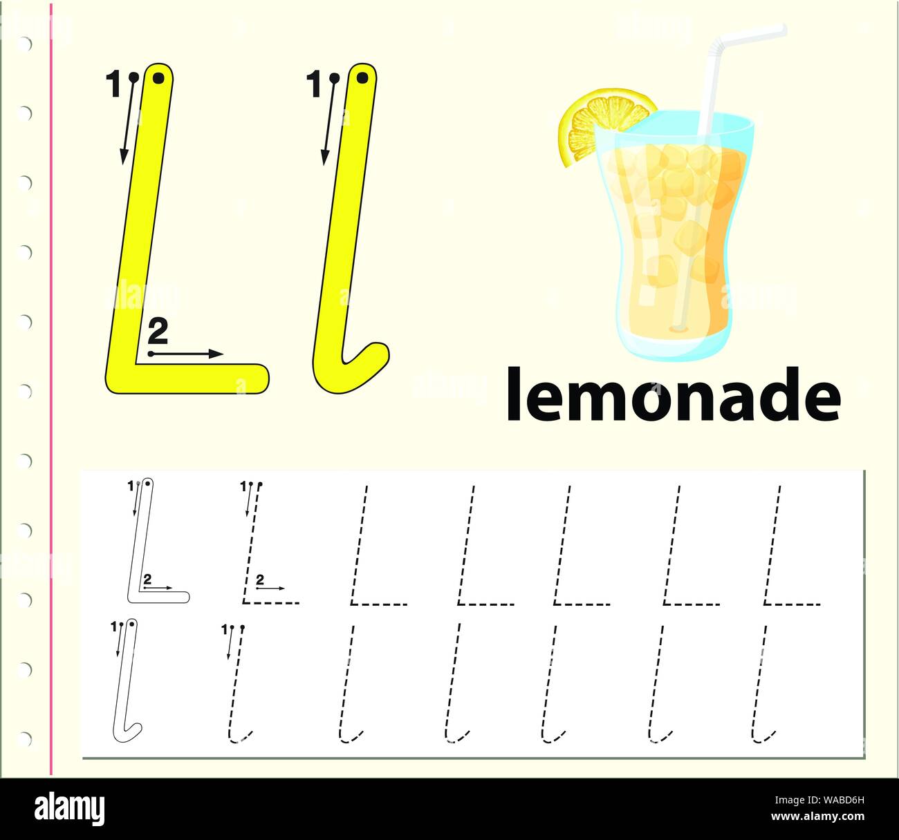 Tracing alphabet template for letter L illustration Stock Vector Image ...