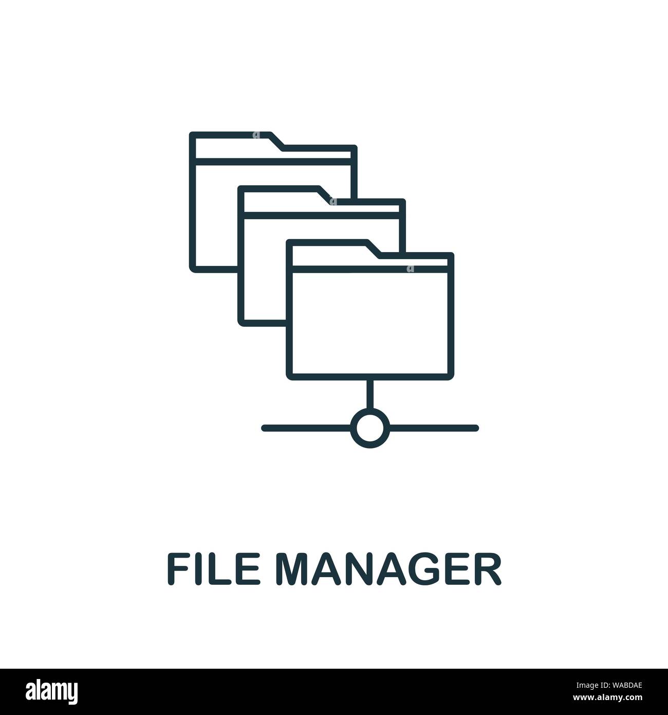 File Manager Icon Thin Outline Style Design From Web Hosting Icons Collection Creative File