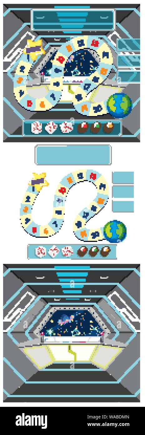 Set of game template with earth in space illustration Stock Vector ...