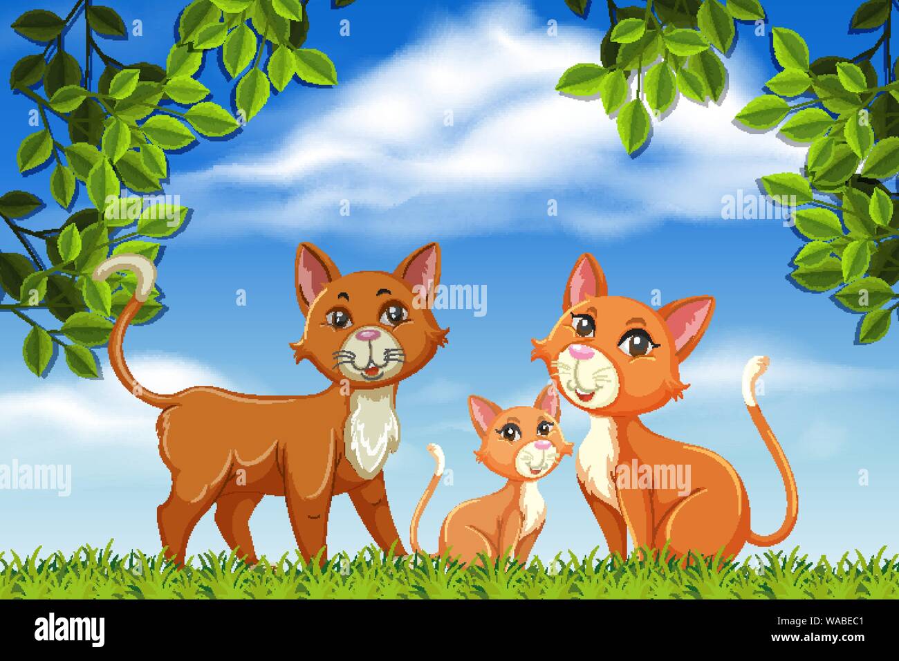 Cats in nature scene illustration Stock Vector Image & Art - Alamy