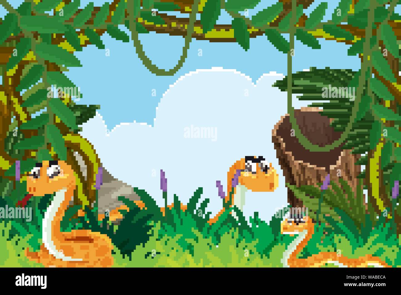 Snakes in jungle scene illustration Stock Vector Image & Art - Alamy
