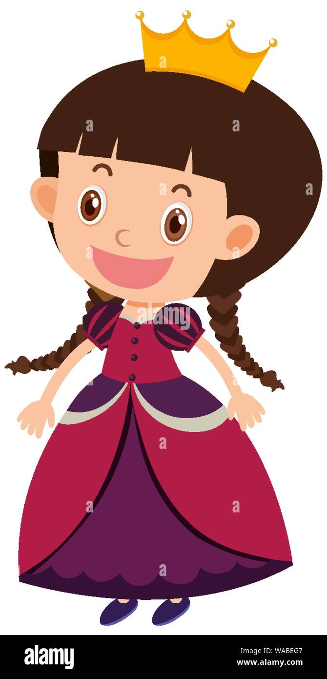 Single character of princess on white background illustration Stock ...