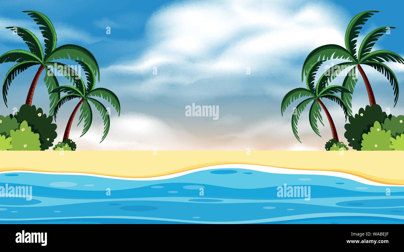 Landscape background design of seaside at daytime illustration Stock ...
