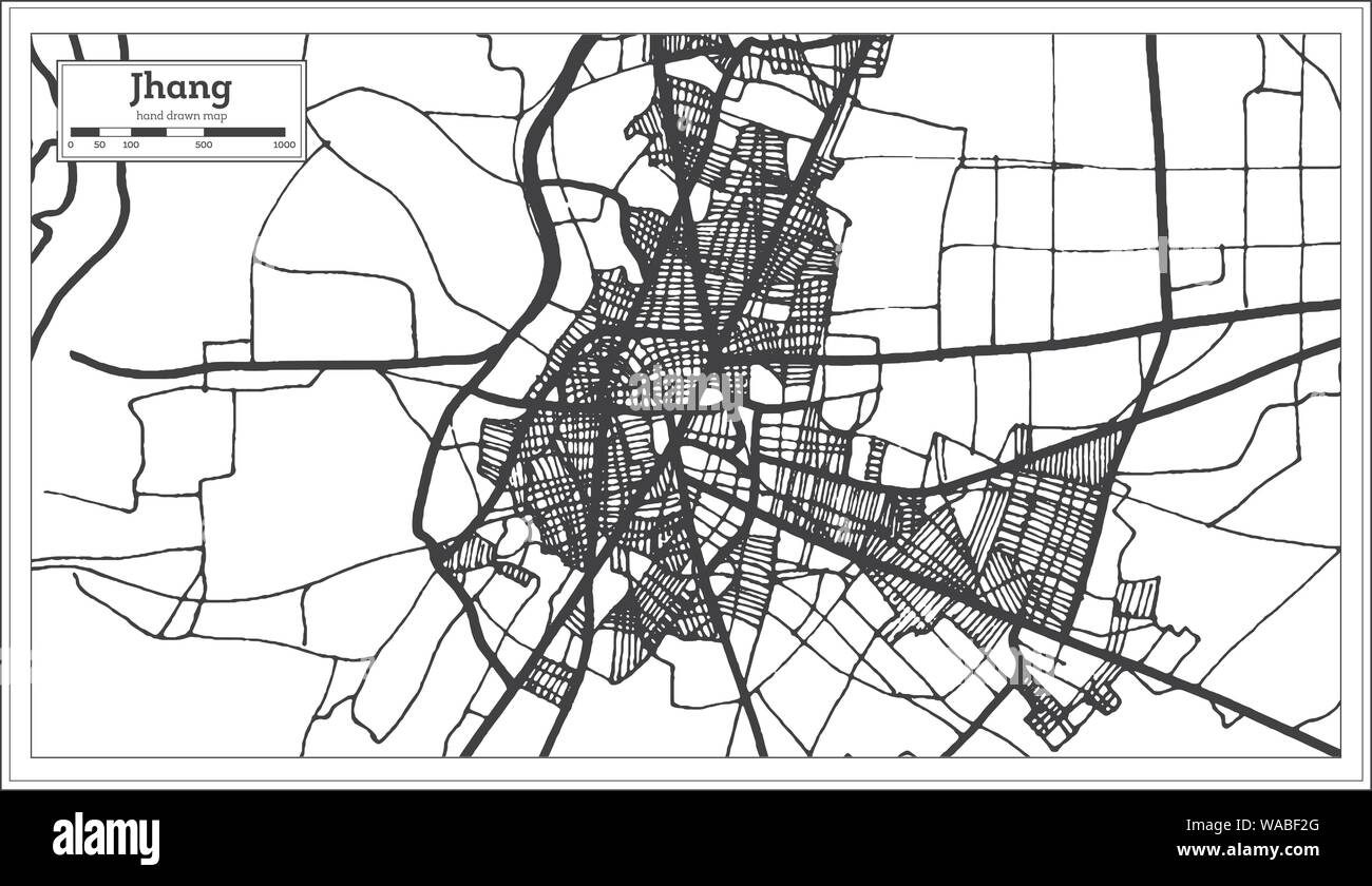 Jhang Pakistan City Map in Black and White Color. Vector Illustration ...