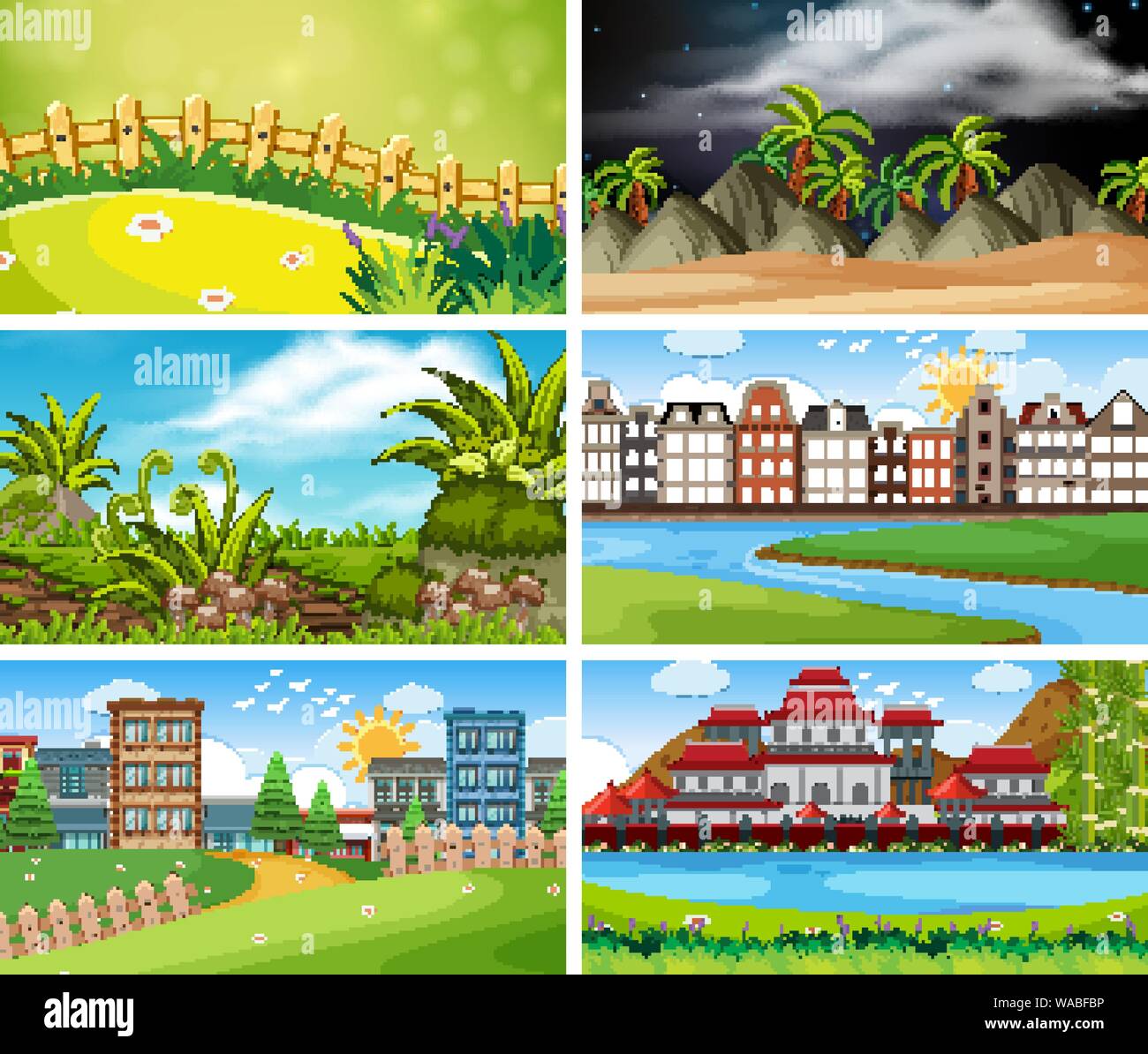 A set of outdoor scene including illustration Stock Vector Image & Art ...