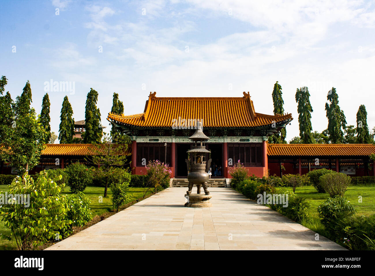 Chinese monastery with beautiful landscape in Lumbini, Nepal Stock ...