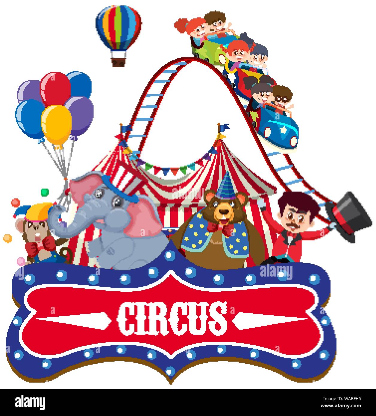 Sticker template for circus with ring master and animals illustration ...
