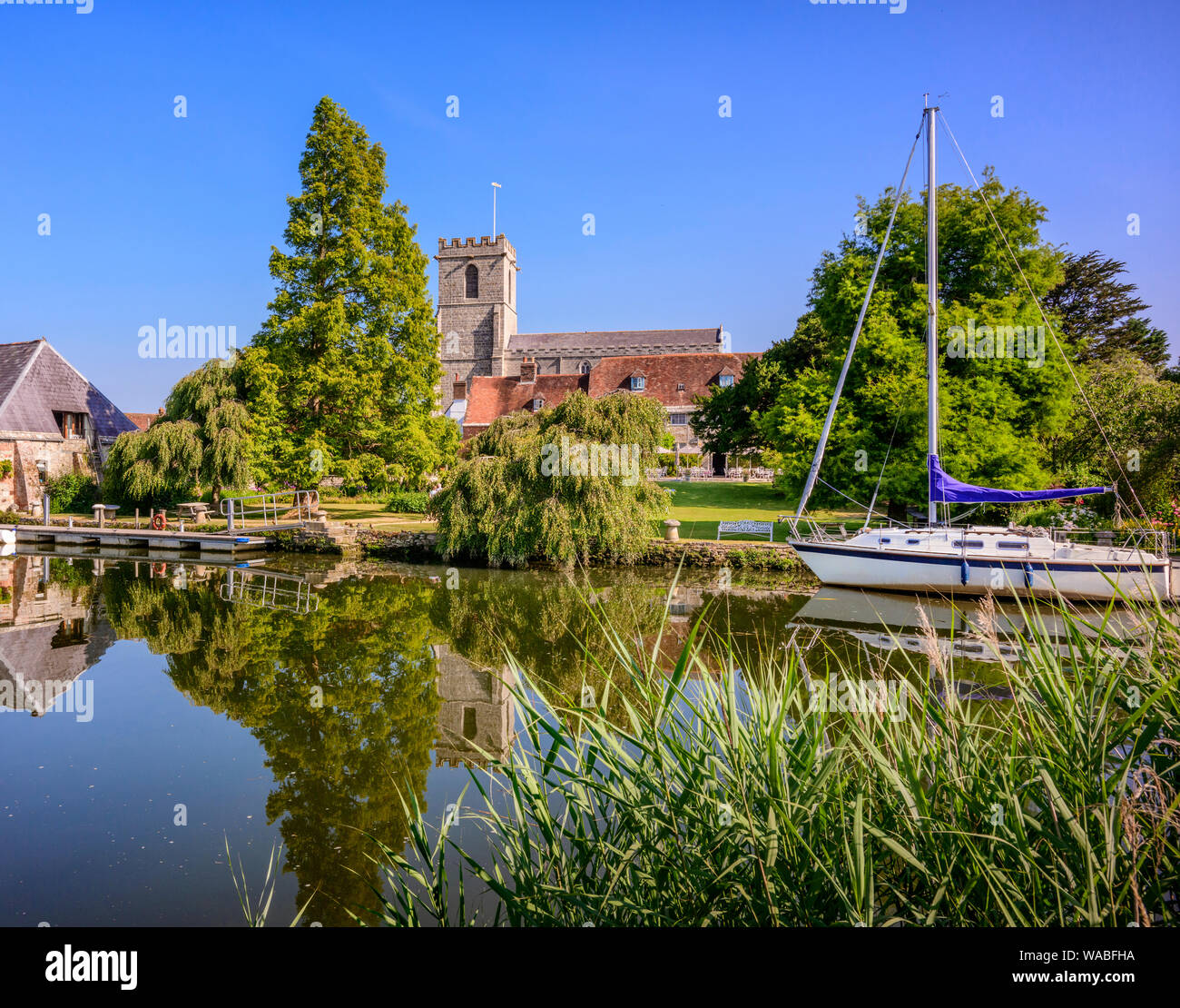 The Priory Hotel on the river Frome on Wareham, Dorset UK Stock Photo ...