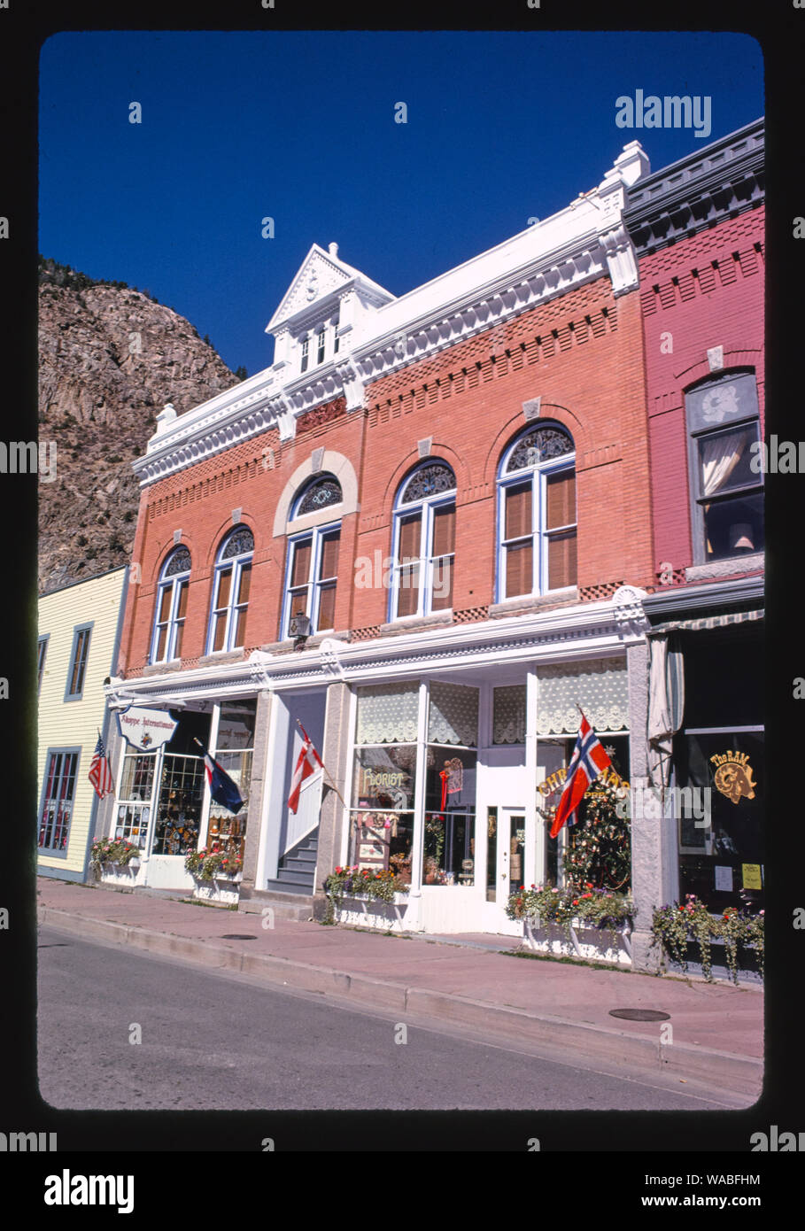 Commercial building, angle 2 6th Street, Georgetown, Colorado Stock ...