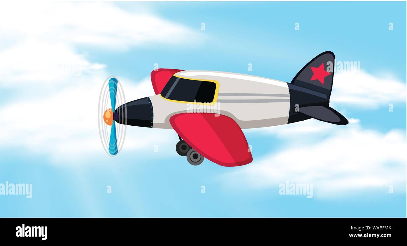 Sky background with jet plane flying illustration Stock Vector Image ...