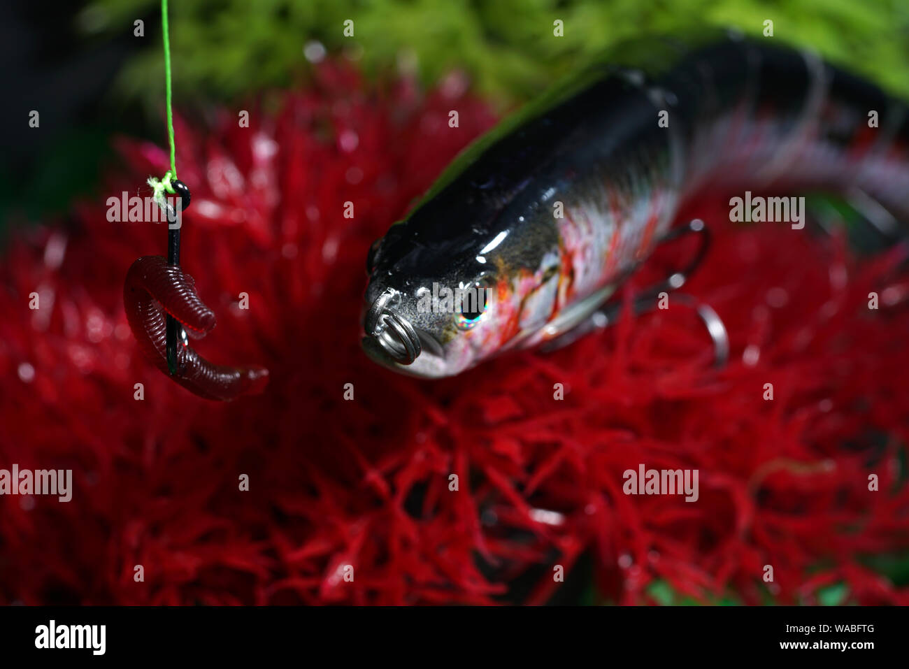 Artificial lures made of metal and plastic bites on artificial bait for ...