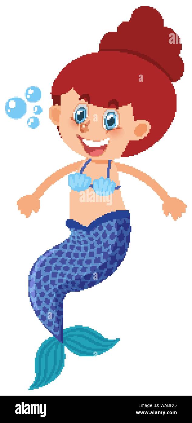 Single character of mermaid on white background illustration Stock ...