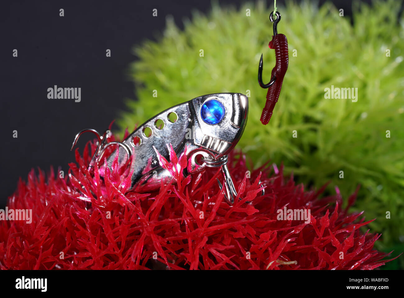 Artificial lures made of metal and plastic bites on artificial bait for ...