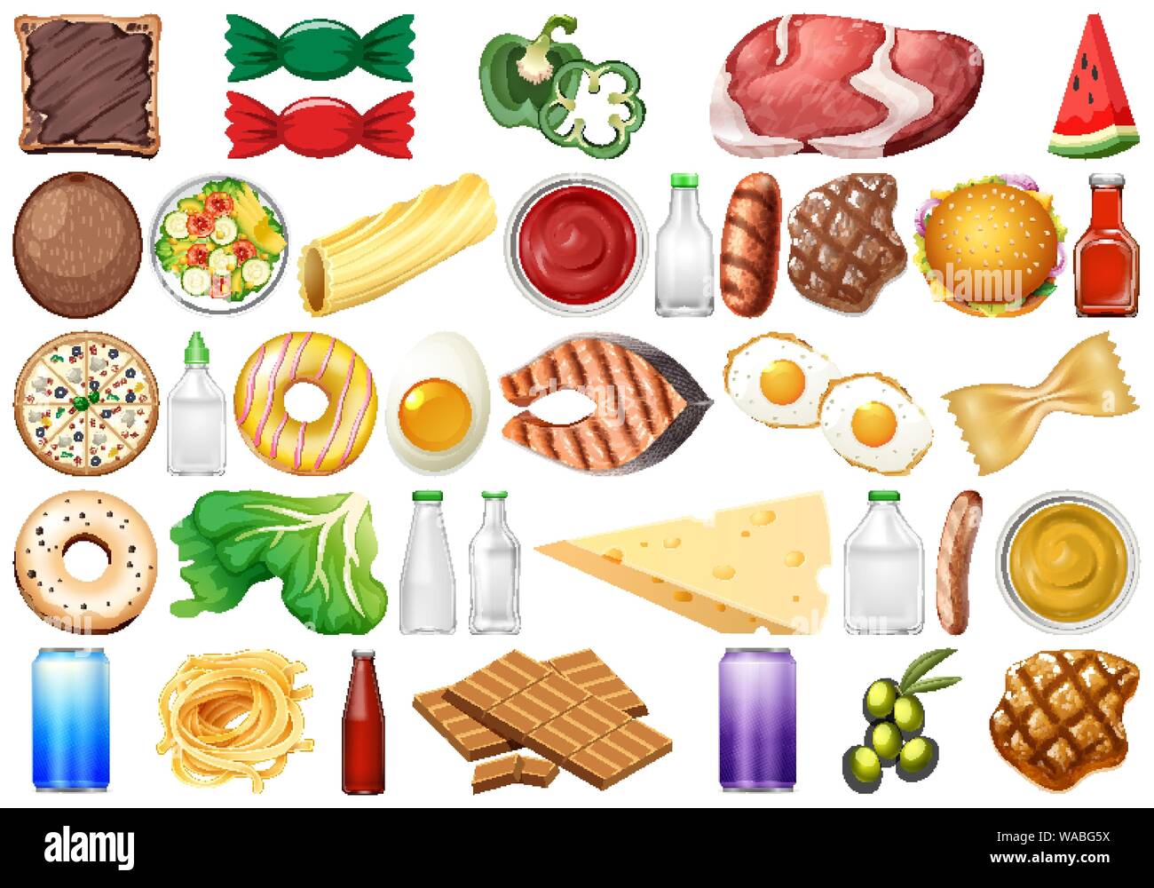 Set of isolated objects theme - food illustration Stock Vector Image ...