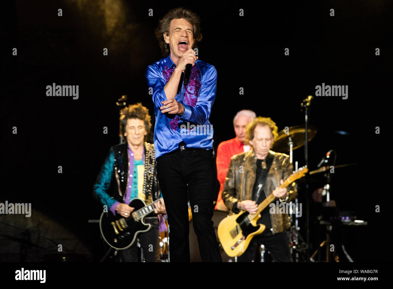 SANTA CLARA, CALIFORNIA - AUGUST 18: Ronnie Wood, Mick Jagger, Charlie ...