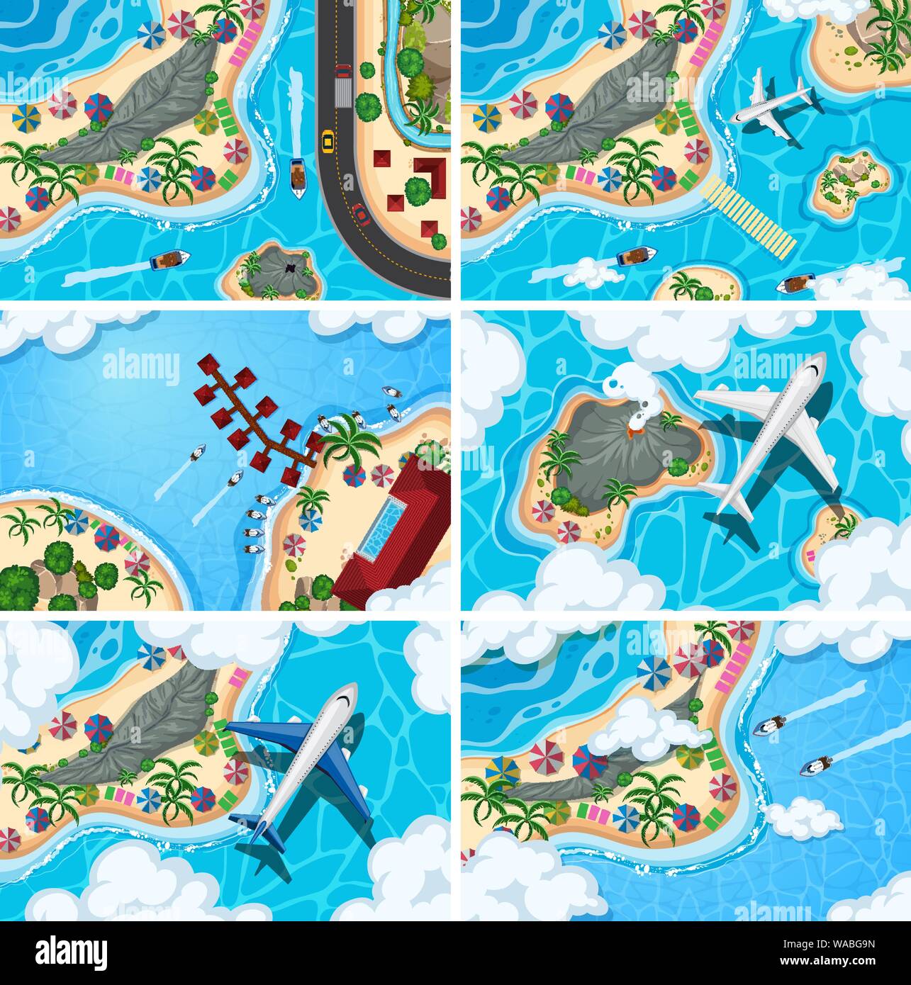 Set of aerial view scenes illustration Stock Vector Image & Art - Alamy