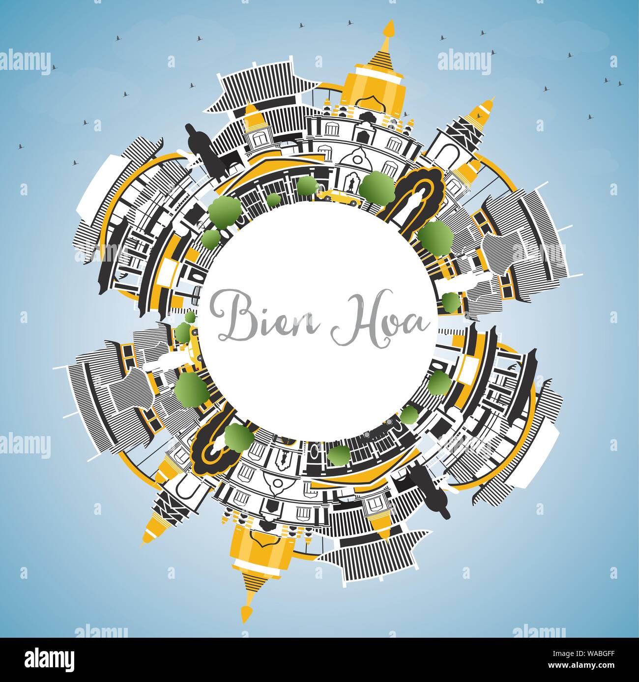 Bien Hoa Vietnam City Skyline with Gray Buildings, Blue Sky and Copy ...