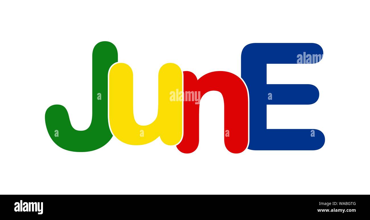 Colorful banner with the inscription JUNE, for design and decoration ...