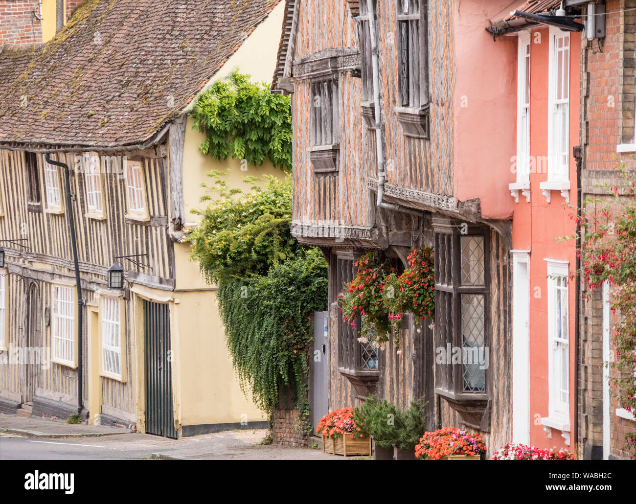 The picturesque medieval village of Lavenham, Suffolk, England, UK ...