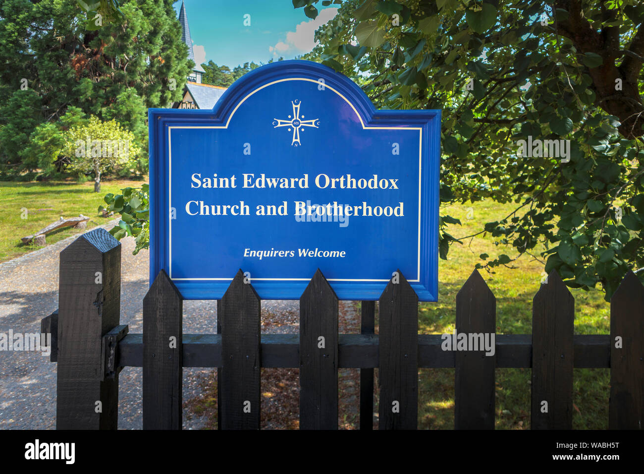 Name sign at the entrance to Saint Edward Orthodox Church and ...