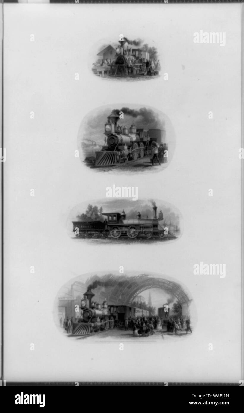 Composite of four railroad trains Stock Photo - Alamy