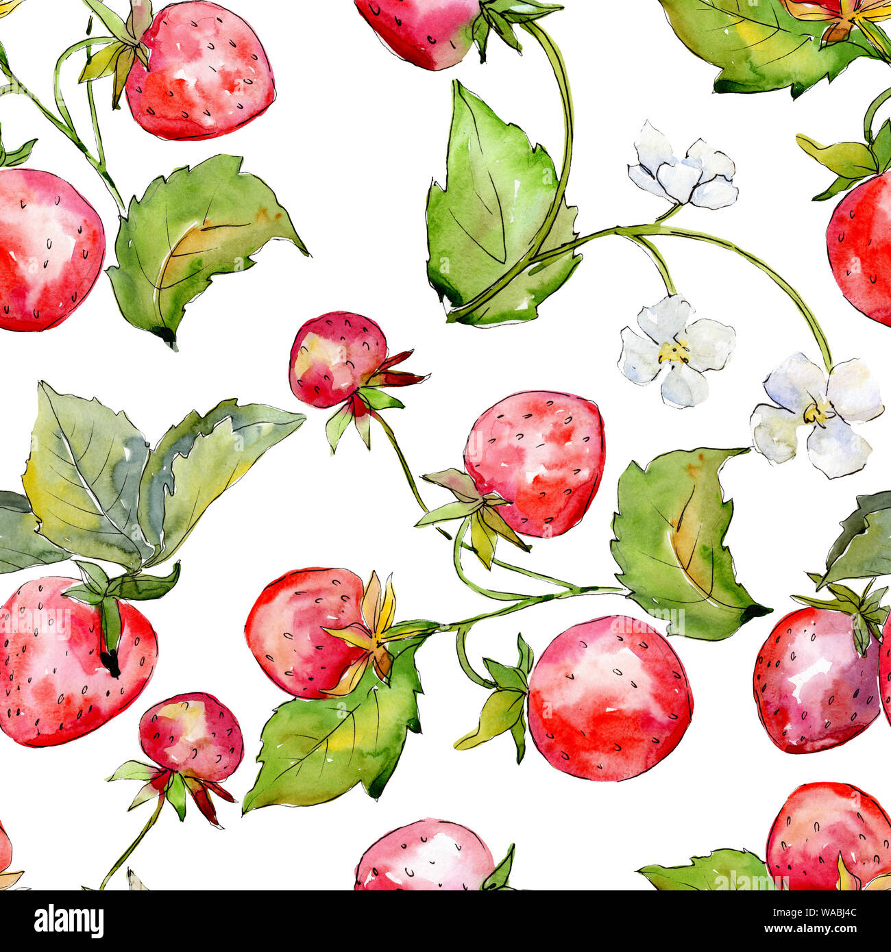Strawberry healthy food. Watercolor background illustration set ...