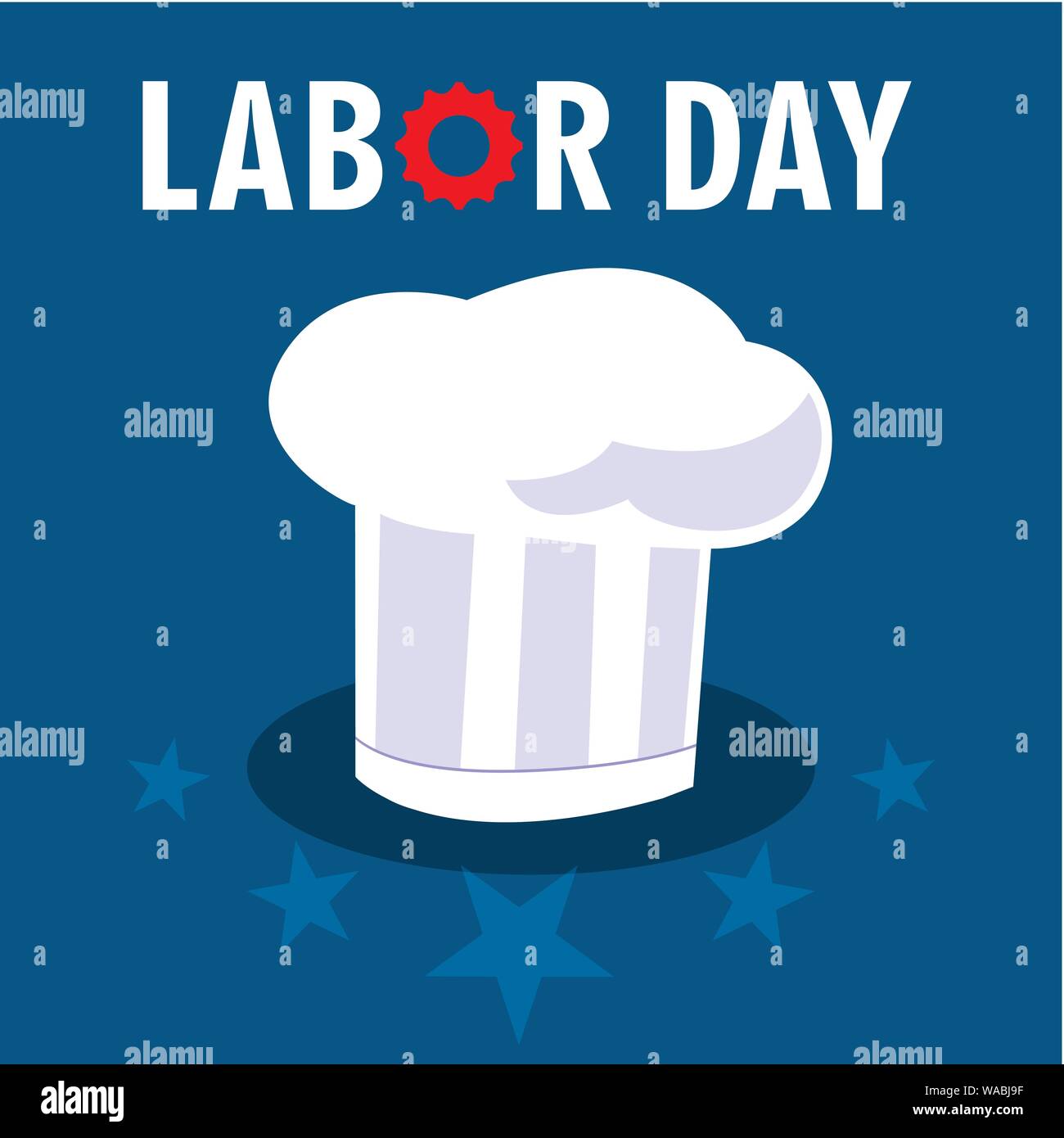 labor day card with hat chef and stars vector illustration design Stock ...