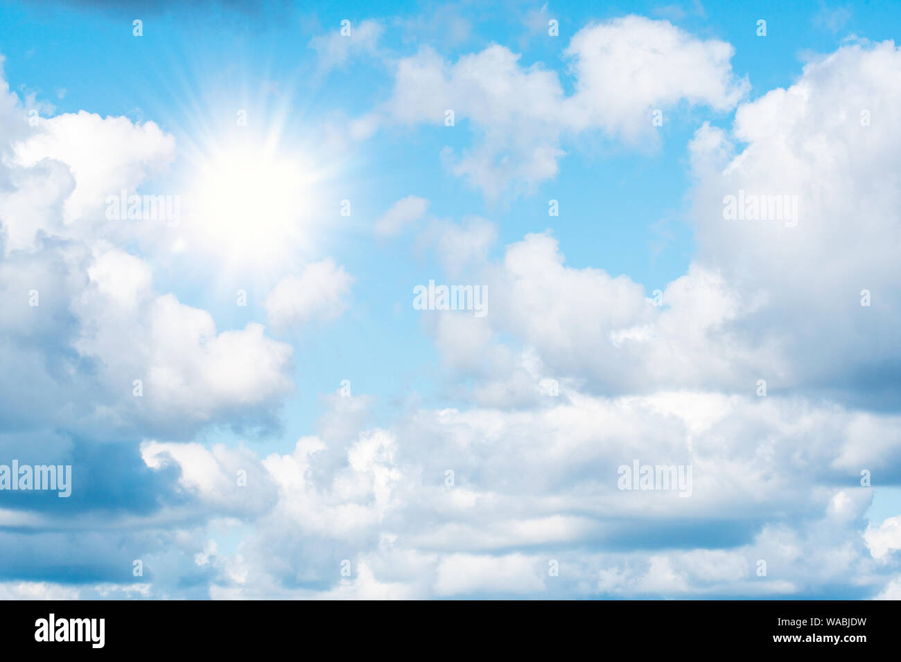 Beautiful Sunny Sky Background with White Clouds Stock Photo - Alamy