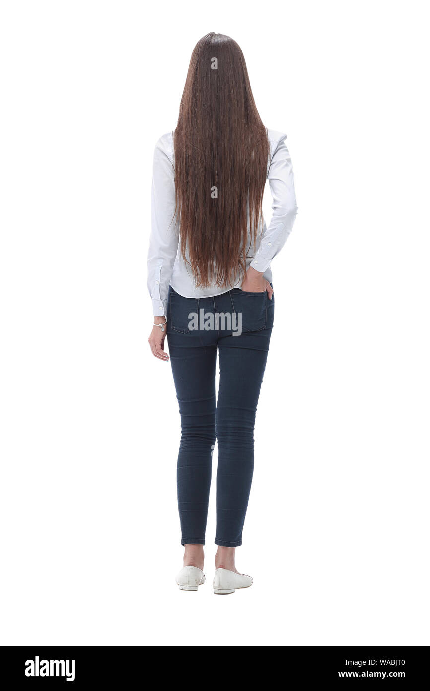 rear view. young woman with long hair Stock Photo - Alamy