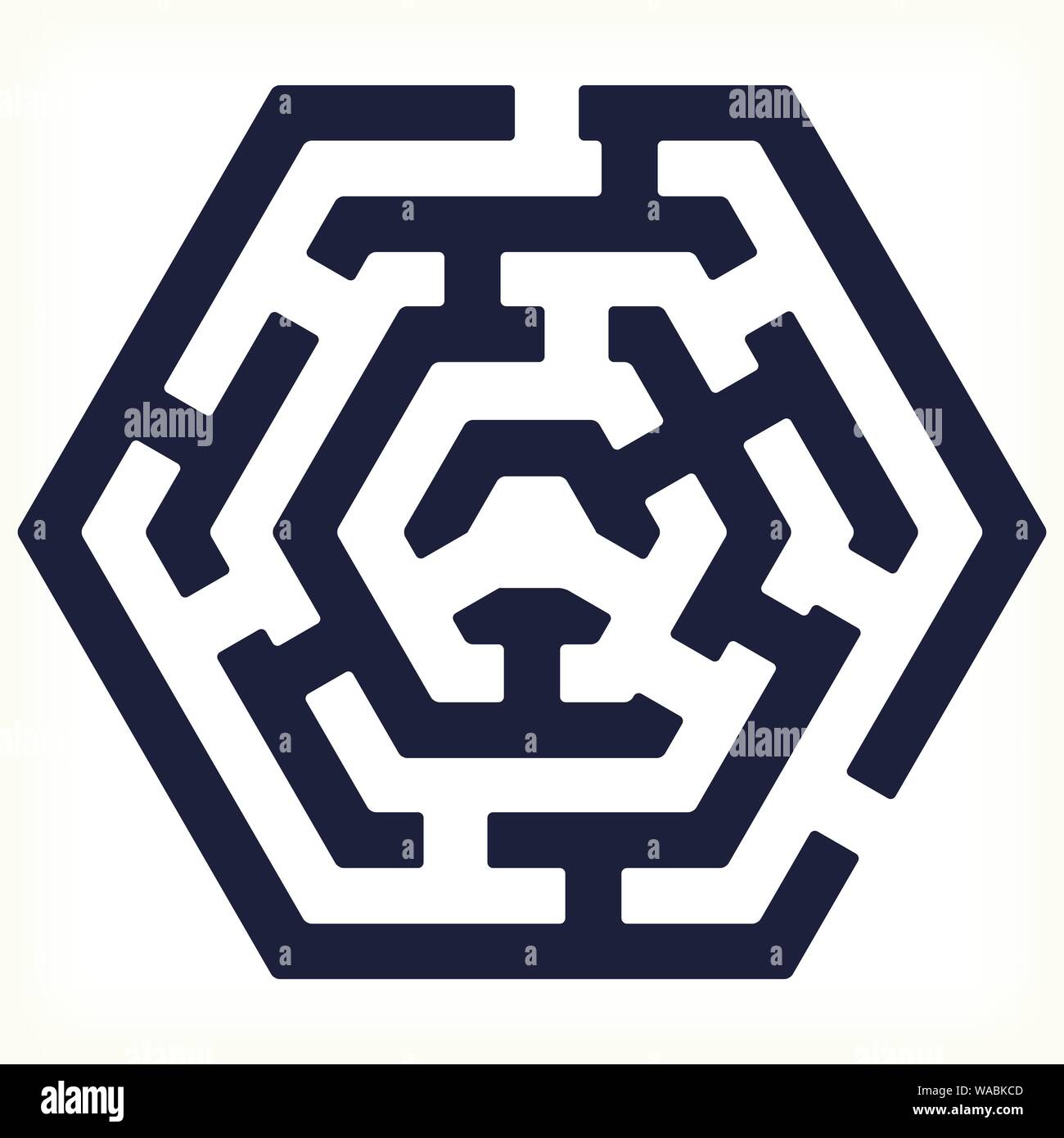 Vector illustration. Hexagonal maze icon in flat and geometric style ...