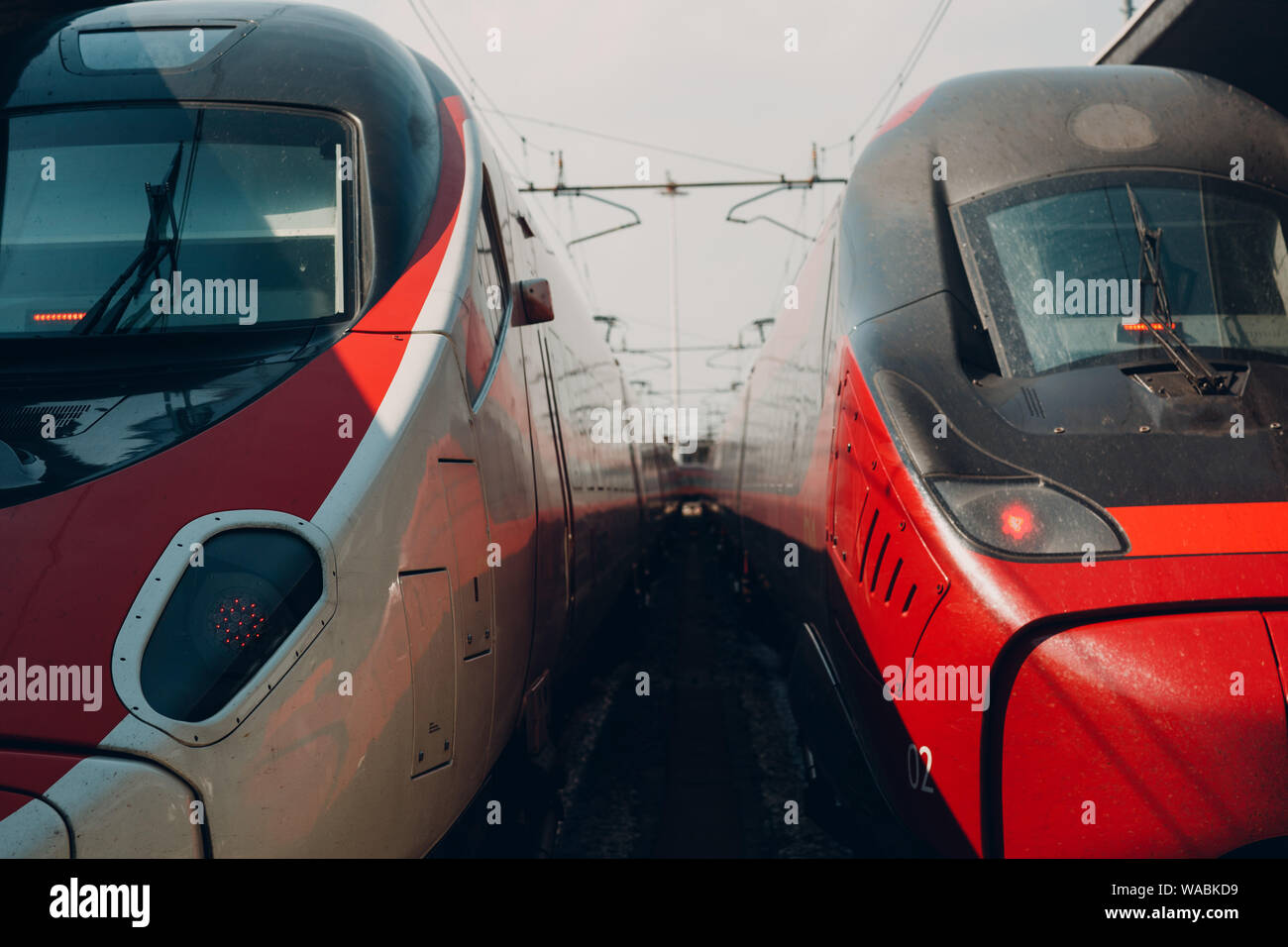 Two High speed train at the railway station Stock Photo - Alamy