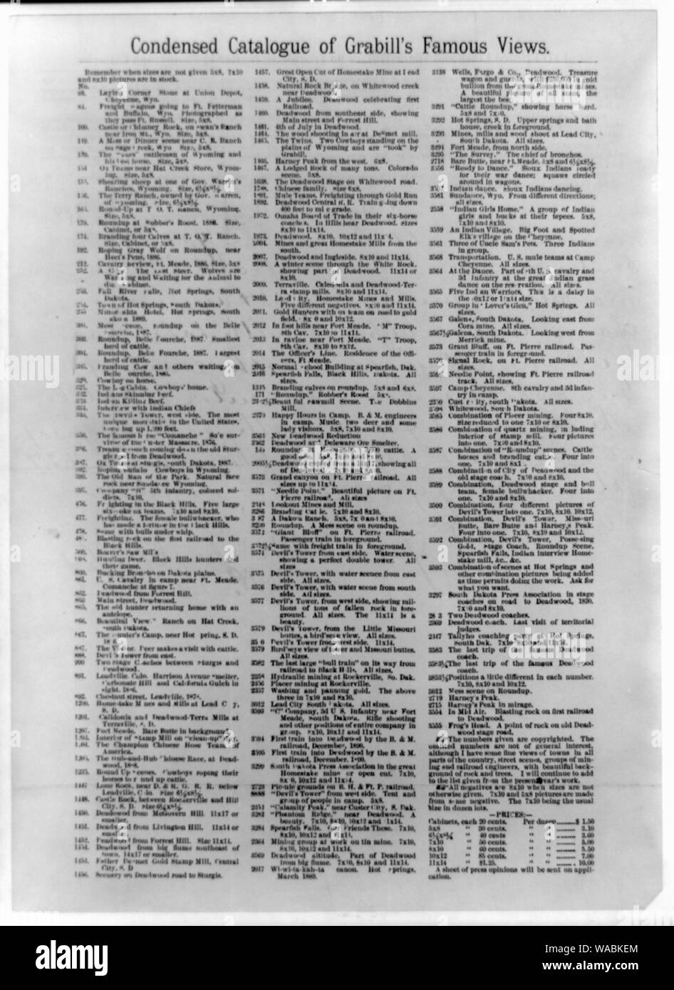Condensed catalogue of Grabill's famous views Stock Photo - Alamy