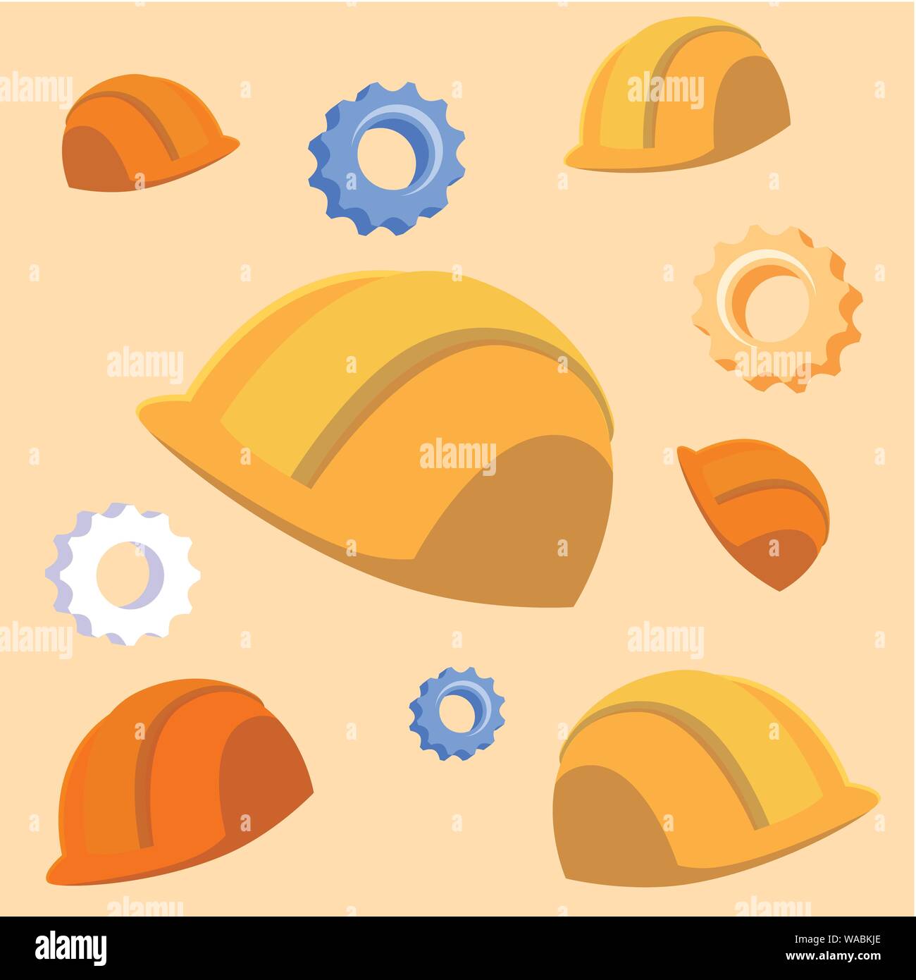 pattern of helmets security with gears vector illustration design Stock ...