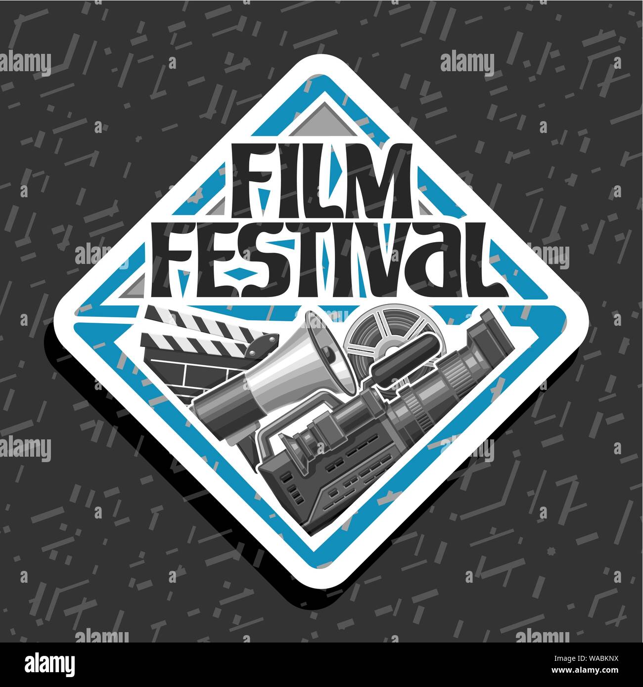 Vector logo for Film Festival, white decorative signage with ...