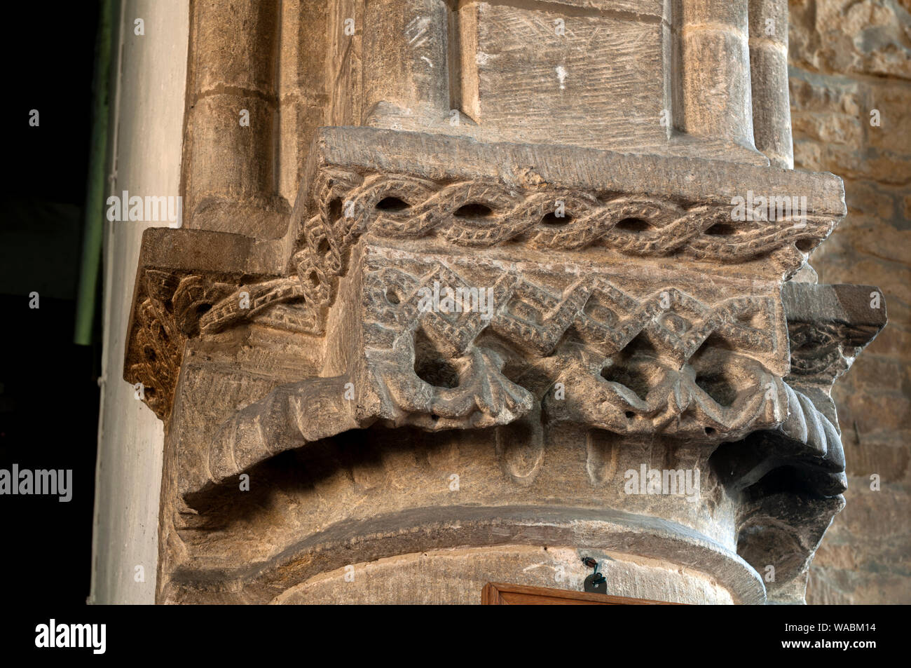 A carved capital in St. Mary the Virgin Church, Morcott, Rutland ...