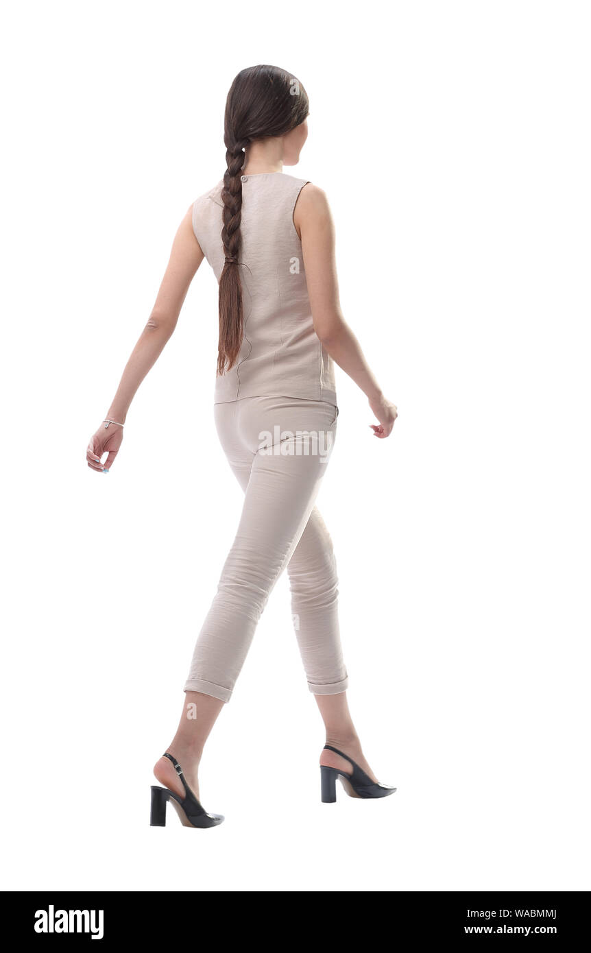 side view. confident young woman stepping forward Stock Photo - Alamy