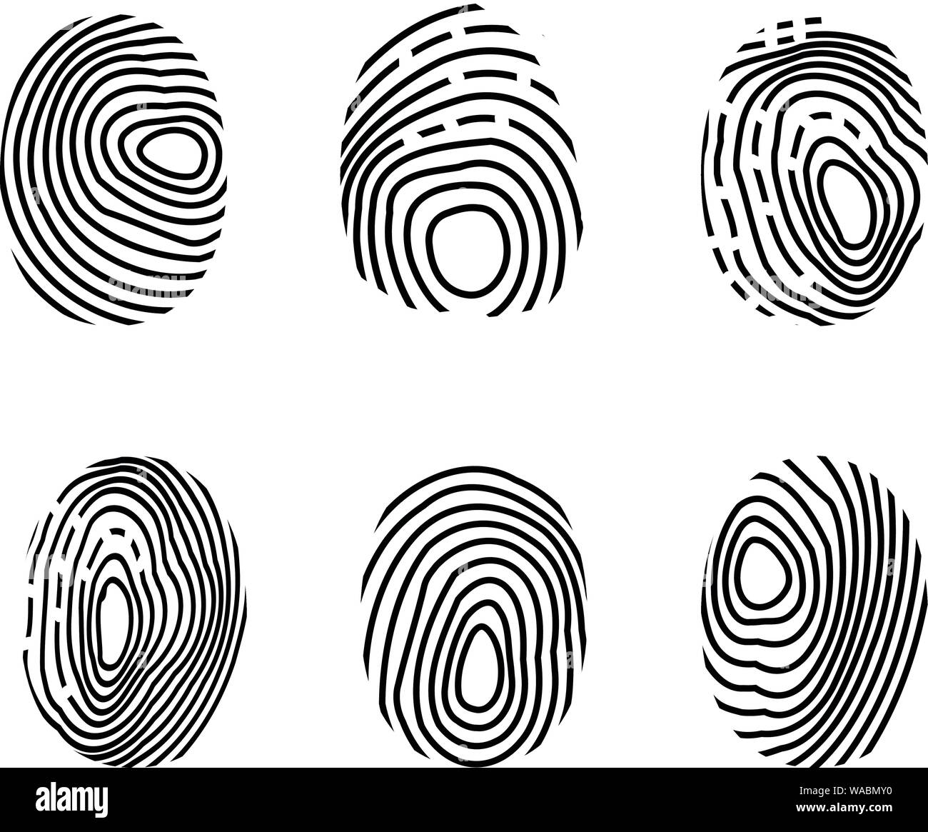 Fingerprint icon set. Police scanner thumb, identity person security. Finger technology ...