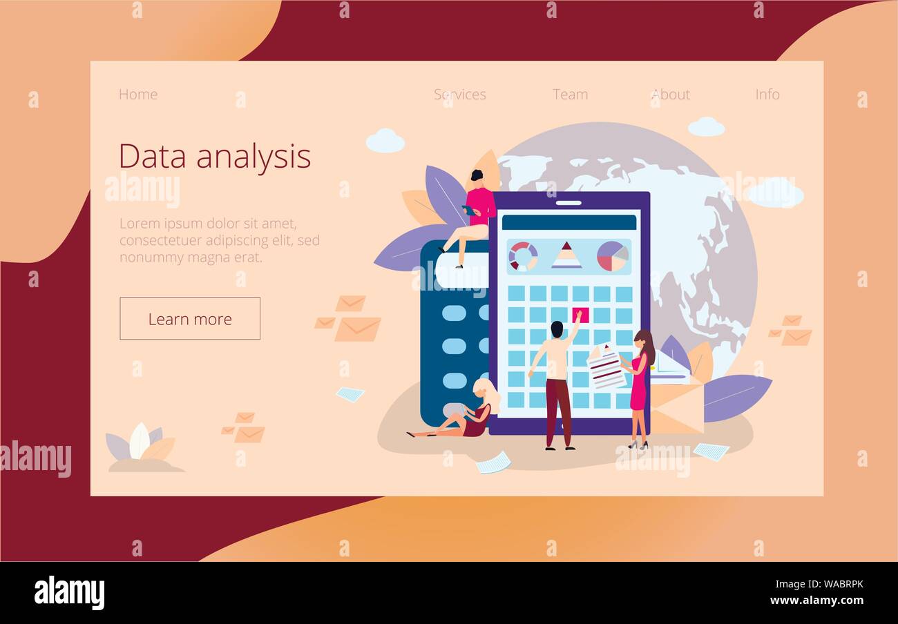 Landing page template of Data Analysis. Modern flat design concept of ...