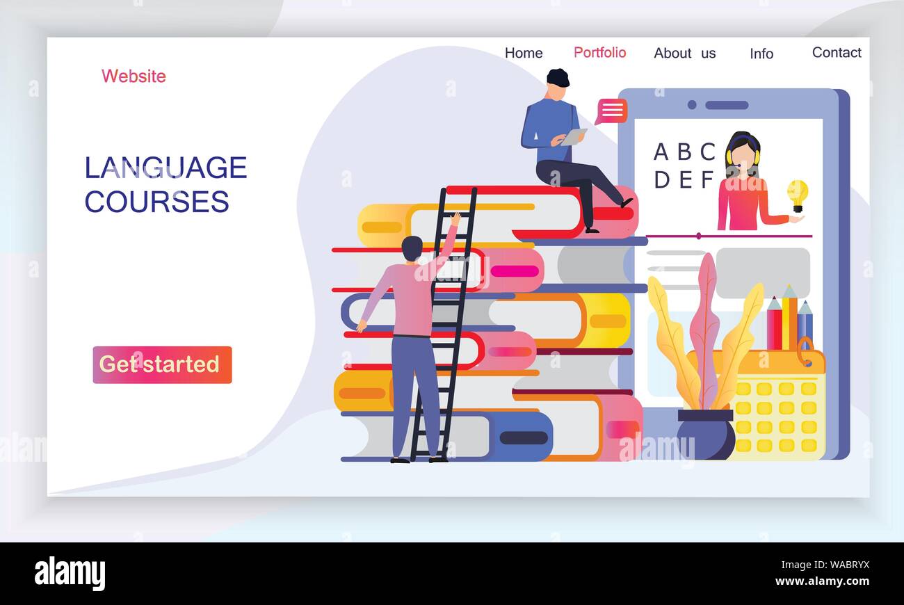 The web page design templates for language courses, e-learning, online ...