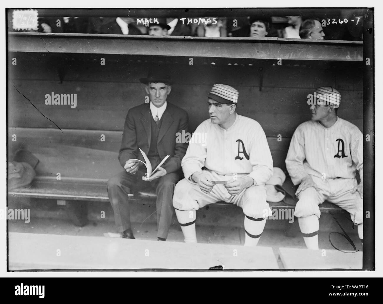 Connie Mack & Ira Thomas (coach), Philadelphia AL (baseball Stock Photo ...