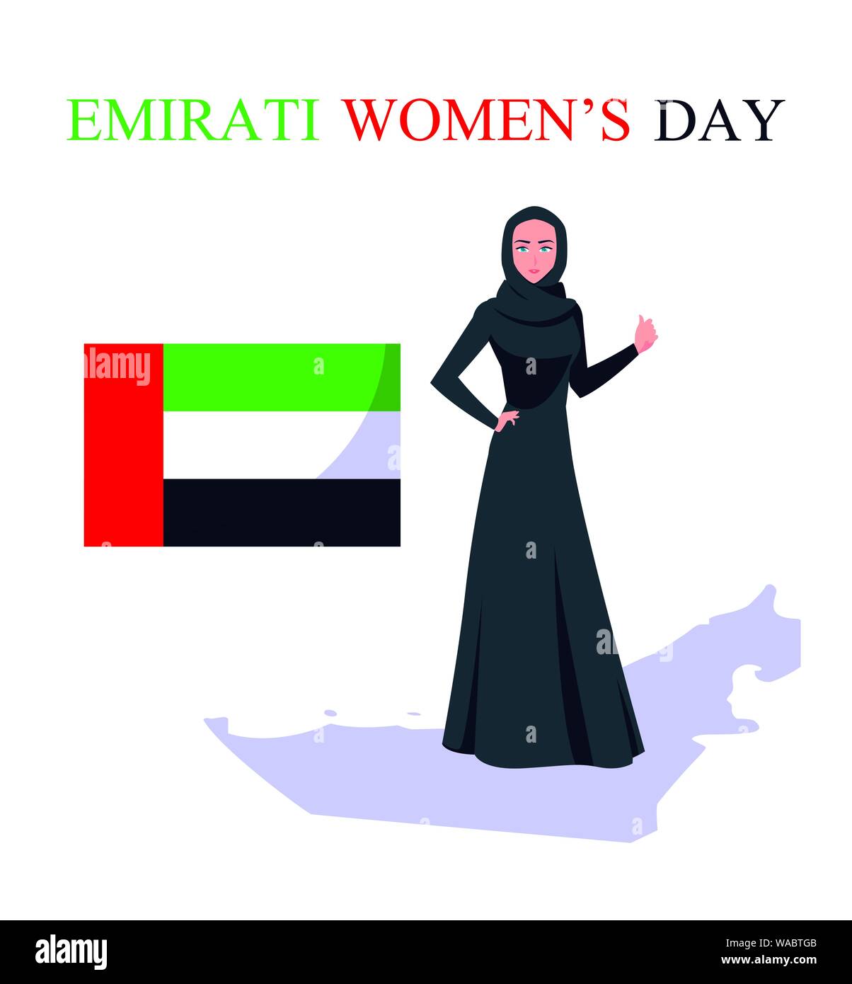 emirati women day poster with flag and woman vector illustration design ...